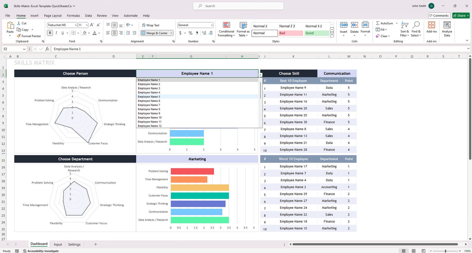 Skills Matrix | Excel Template | Skills Gap Analysis | Excel Tool for ...