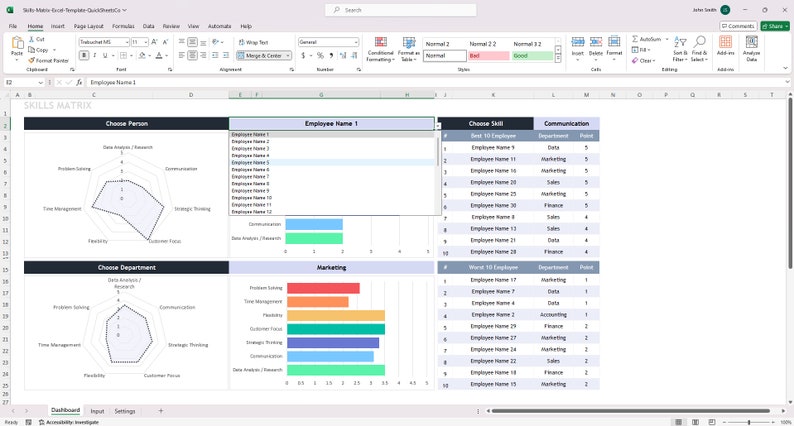 Skills Matrix | Excel Template | Skills Gap Analysis | Excel Tool for ...
