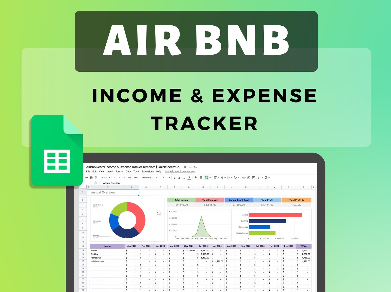 Airbnb Rental Income & Expense Tracker | Airbnb Profit Tracking ...
