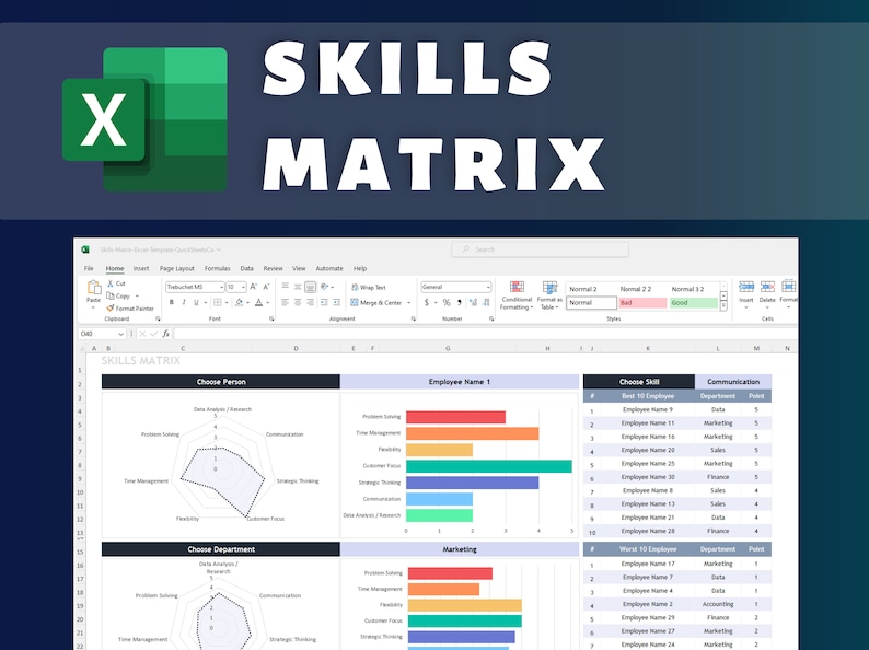 Skills Matrix | Excel Template | Skills Gap Analysis | Excel Tool for HR | Team Skill Matrix ...