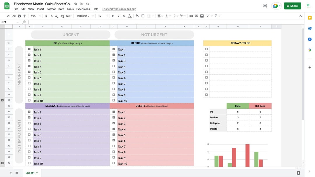 Eisenhower Matrix Template Task Priority Matrix Google Sheets ...