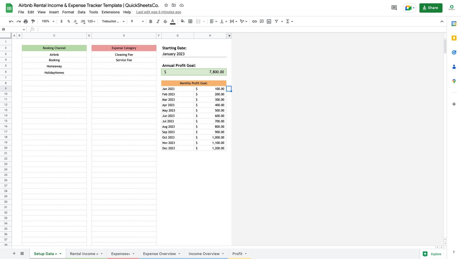 Airbnb Rental Income & Expense Tracker Airbnb Profit Tracking ...