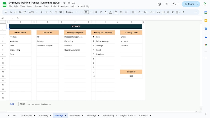 Employee Training Template | Training Tracker | Employee Training ...