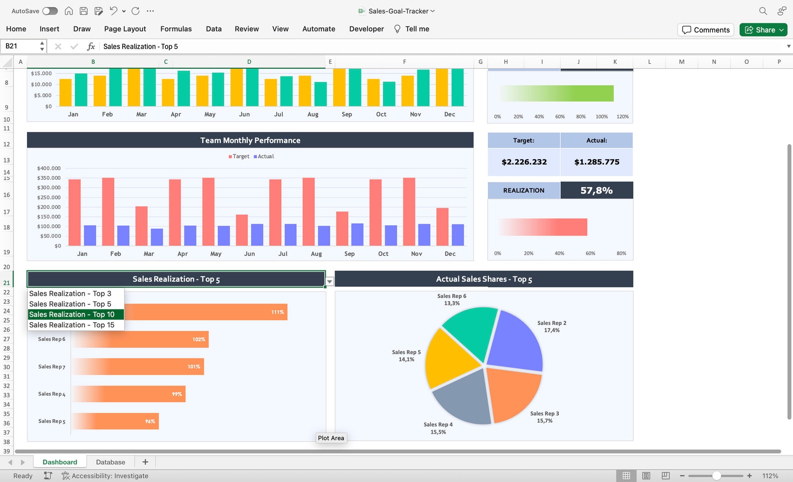 Sales Goal Tracker | Excel Template | Salesman Target Tracker | Sales ...