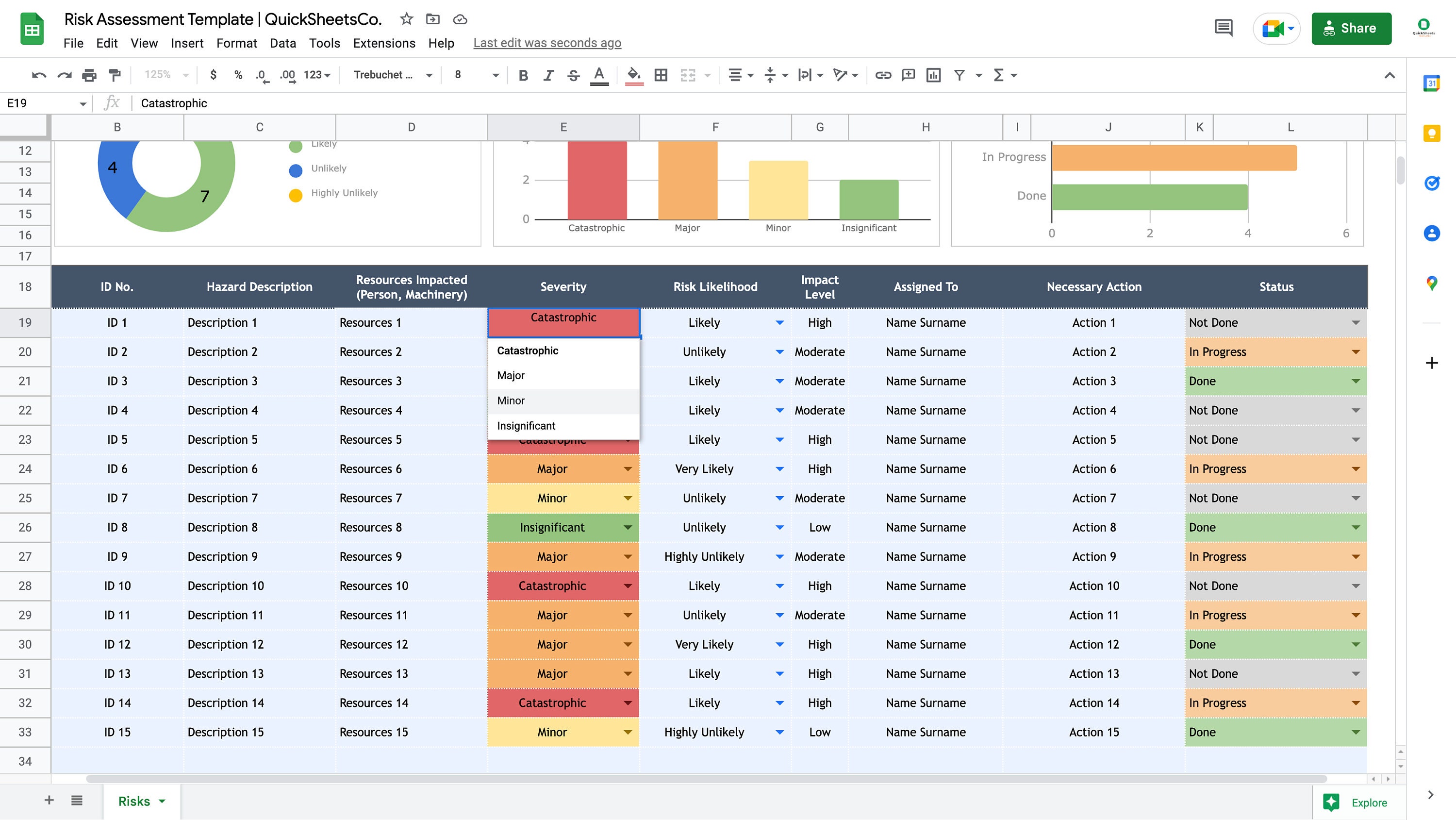 Risk Assessment Template | Business Google Sheets Template | Risk ...