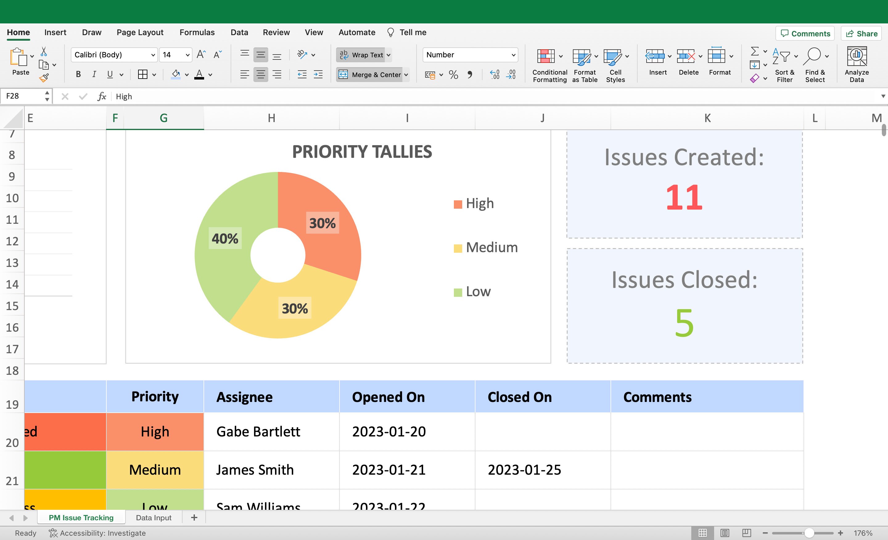 Issue Tracker Excel Template | Track Project Management | Task Tracker ...