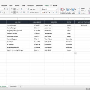 Recruitment Tracker Excel Template | Applicant Tracking Spreadsheet | Hiring Pipeline ...