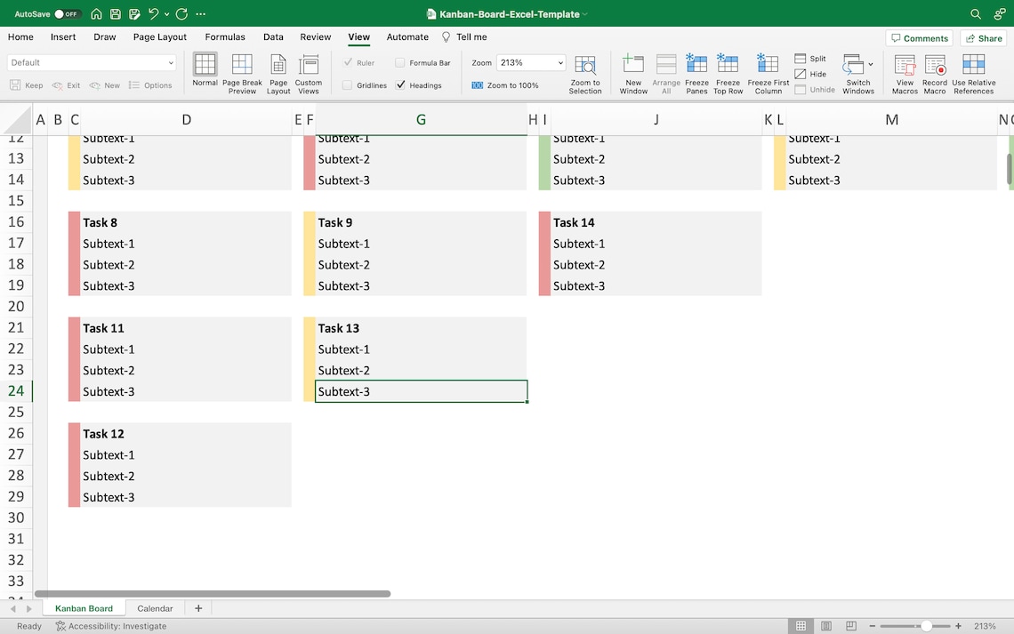 Kanban Board Excel Template Task Tracker Project - Etsy