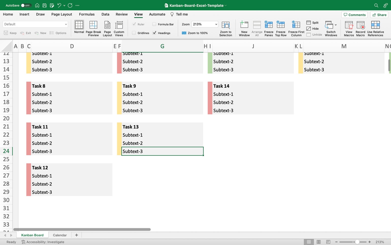 Kanban Board Excel Template Task Tracker Project - Etsy