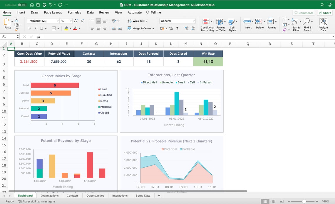 CRM Excel Template | Client Tracker Spreadsheet | Customer Relationship ...
