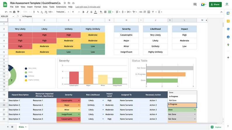 Risk Assessment Template Business Google Sheets Template Risk ...