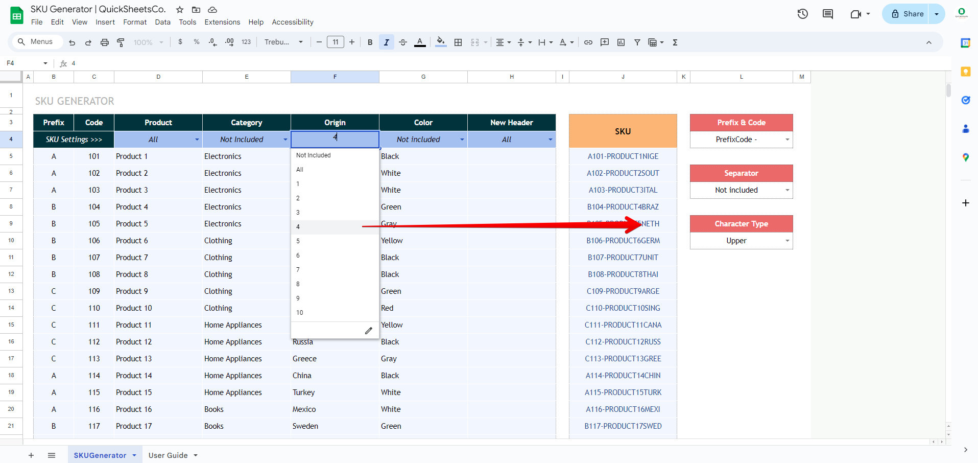 SKU Generator Google Sheets Template | Generate Unique Codes for Efficient Inventory Control - Etsy