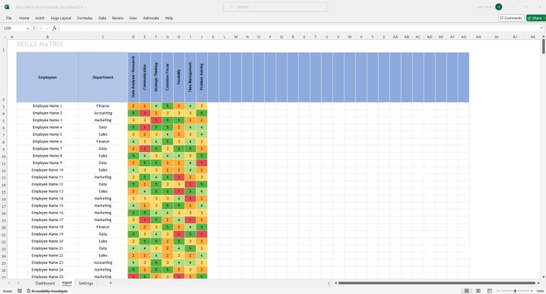 Skills Matrix | Excel Template | Skills Gap Analysis | Excel Tool for ...