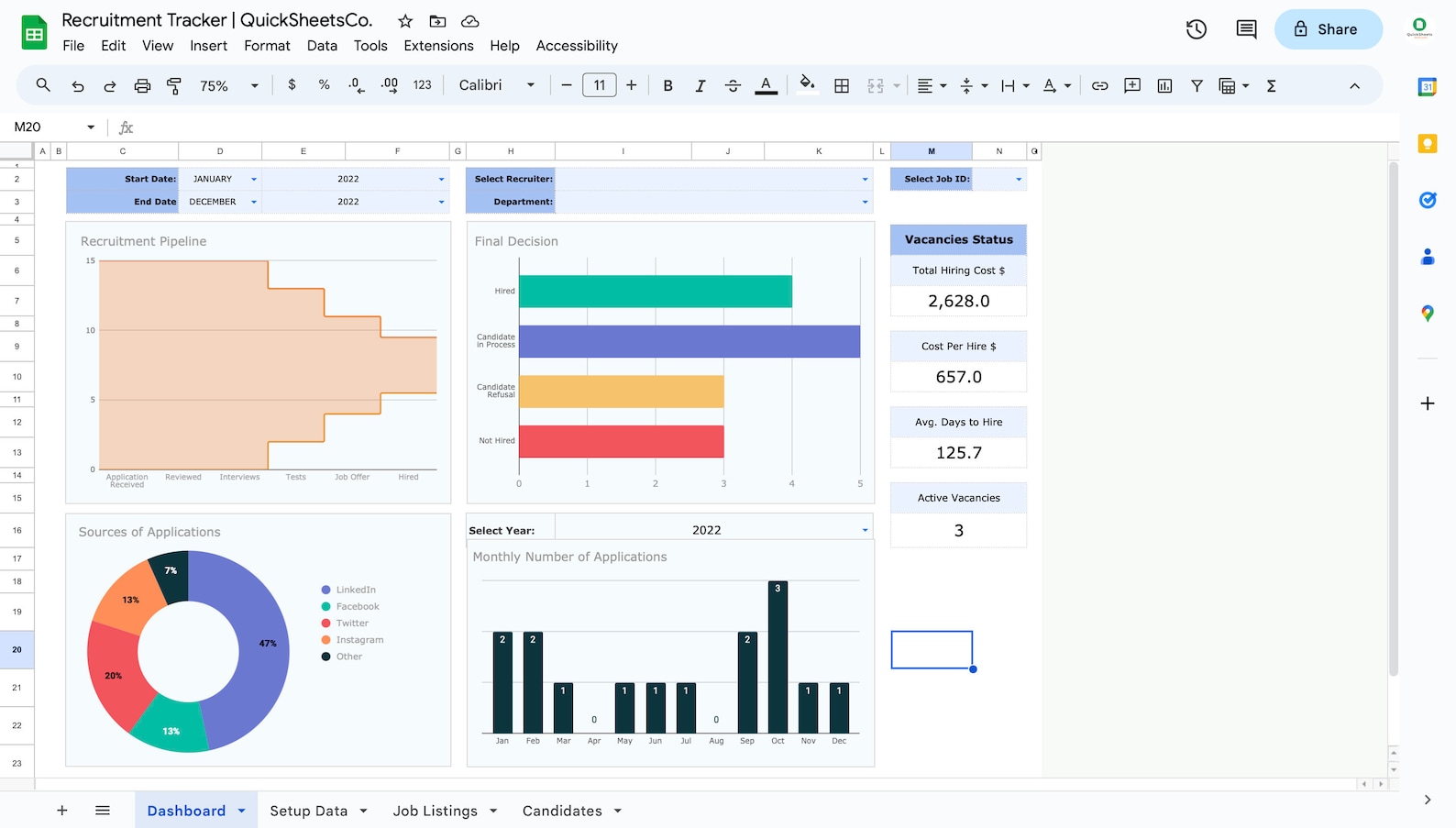 Recruitment Tracker Google Sheets | Applicant Tracking Spreadsheet ...