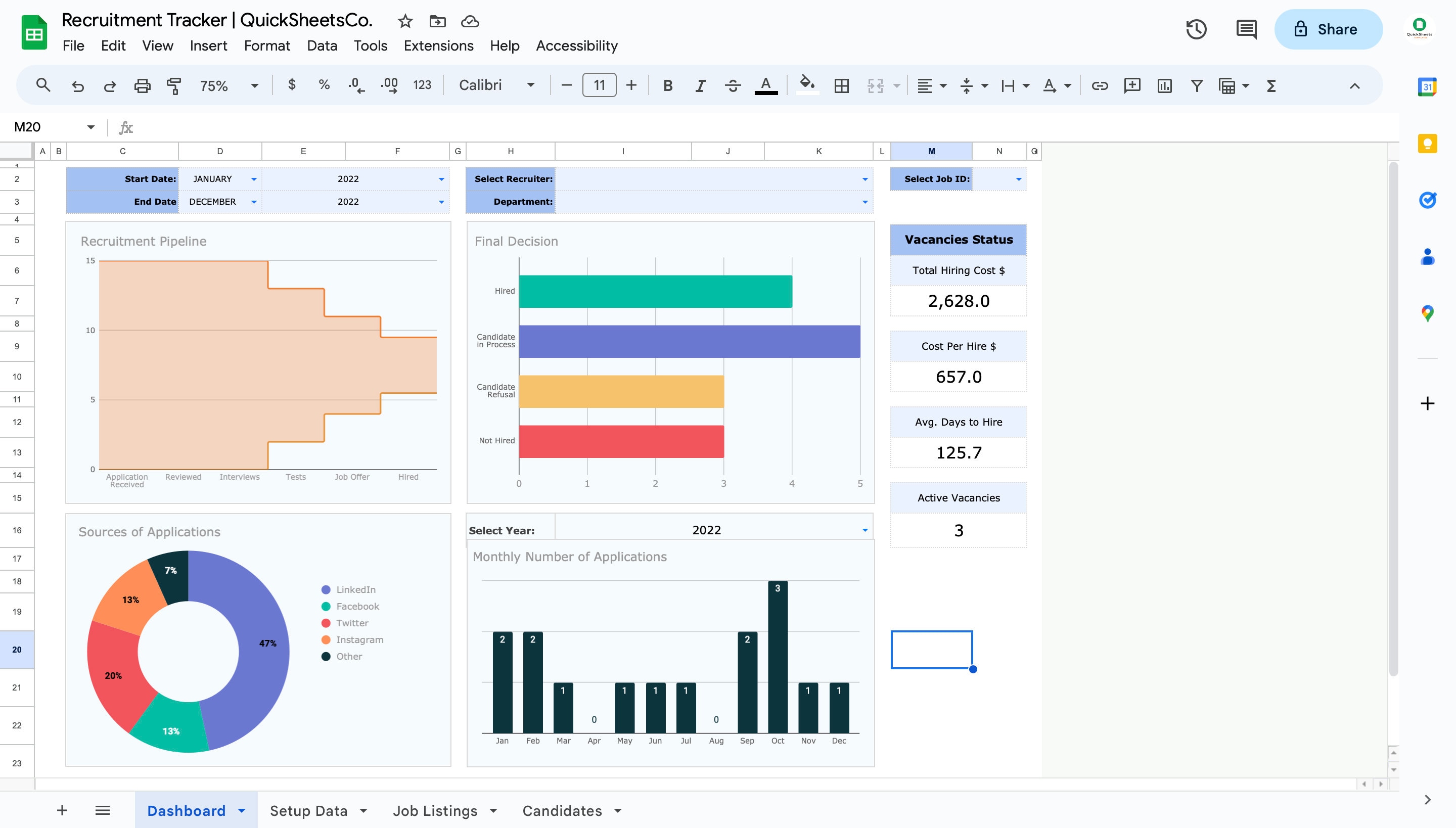 Recruitment Tracker Google Sheets | Applicant Tracking Spreadsheet ...