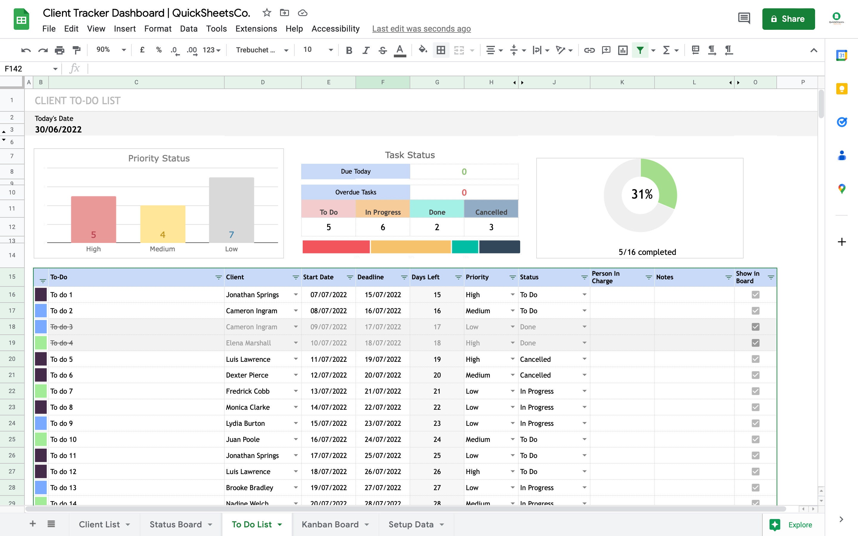 Client Tracker Spreadsheet | Google Sheets | Small Business Template ...