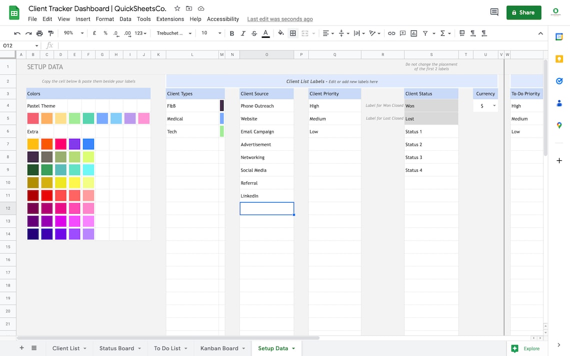 Client Tracker Spreadsheet | Google Sheets | Small Business Template ...