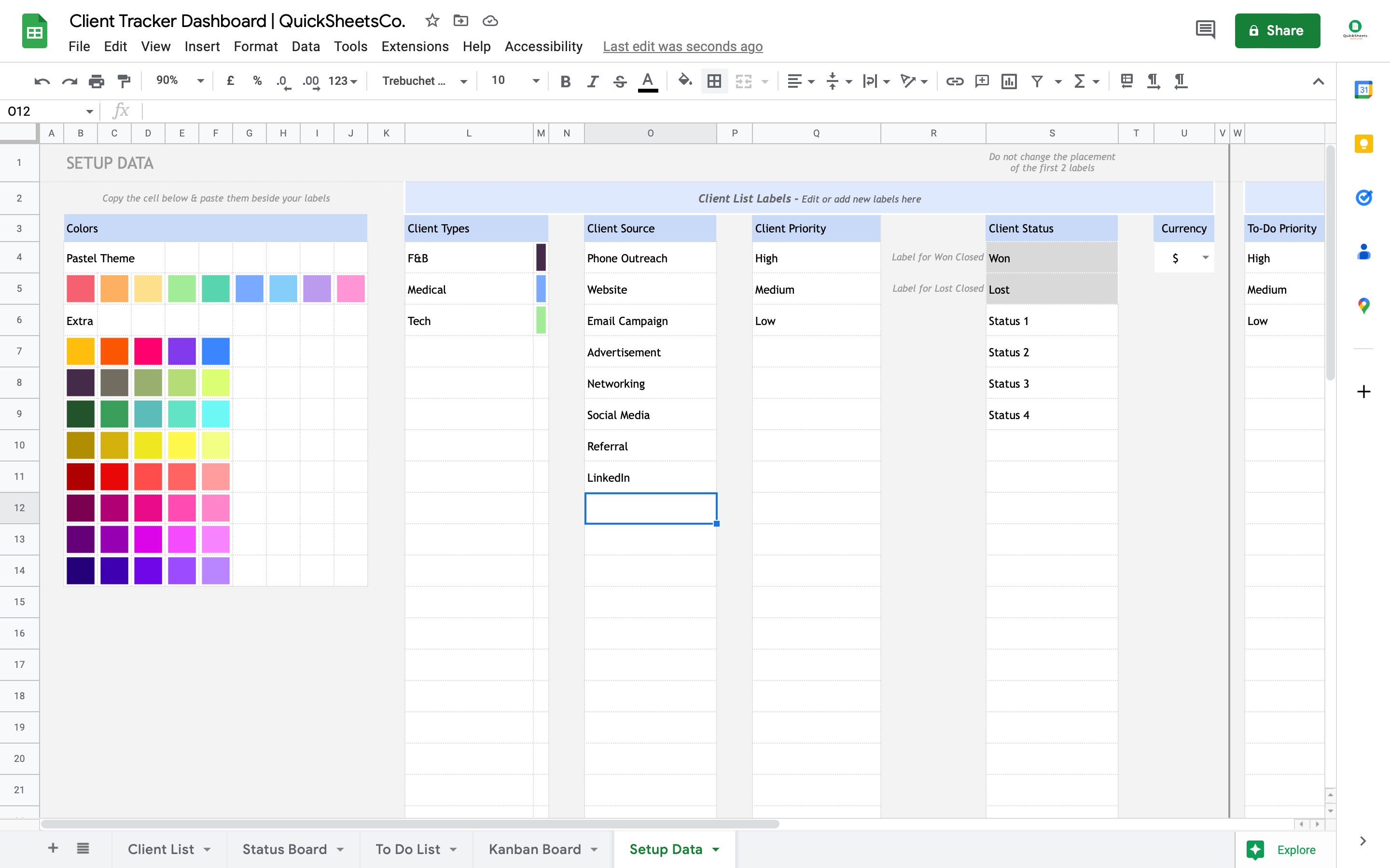 Client Tracker Spreadsheet | Google Sheets | Small Business Template ...
