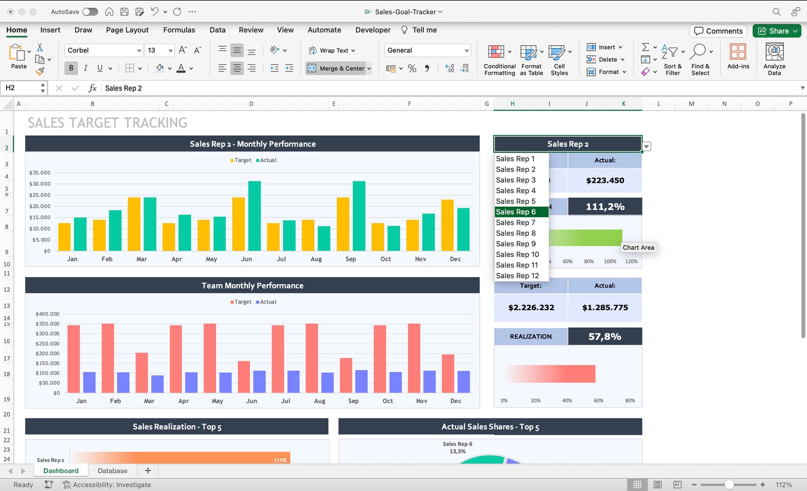 Sales Goal Tracker | Excel Template | Salesman Target Tracker | Sales ...