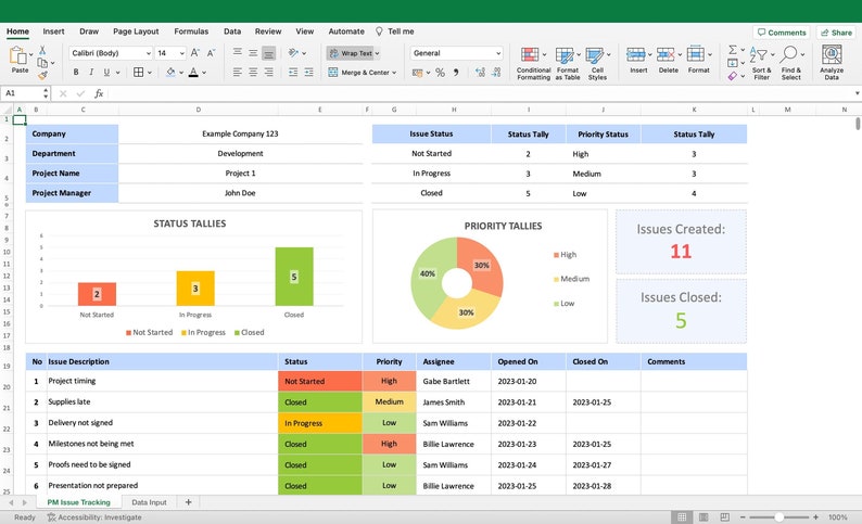 Issue Tracker Excel Template | Track Project Management | Task Tracker ...
