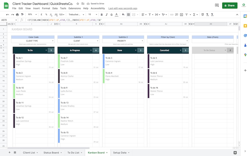 Client Tracker Spreadsheet | Google Sheets | Small Business Template ...