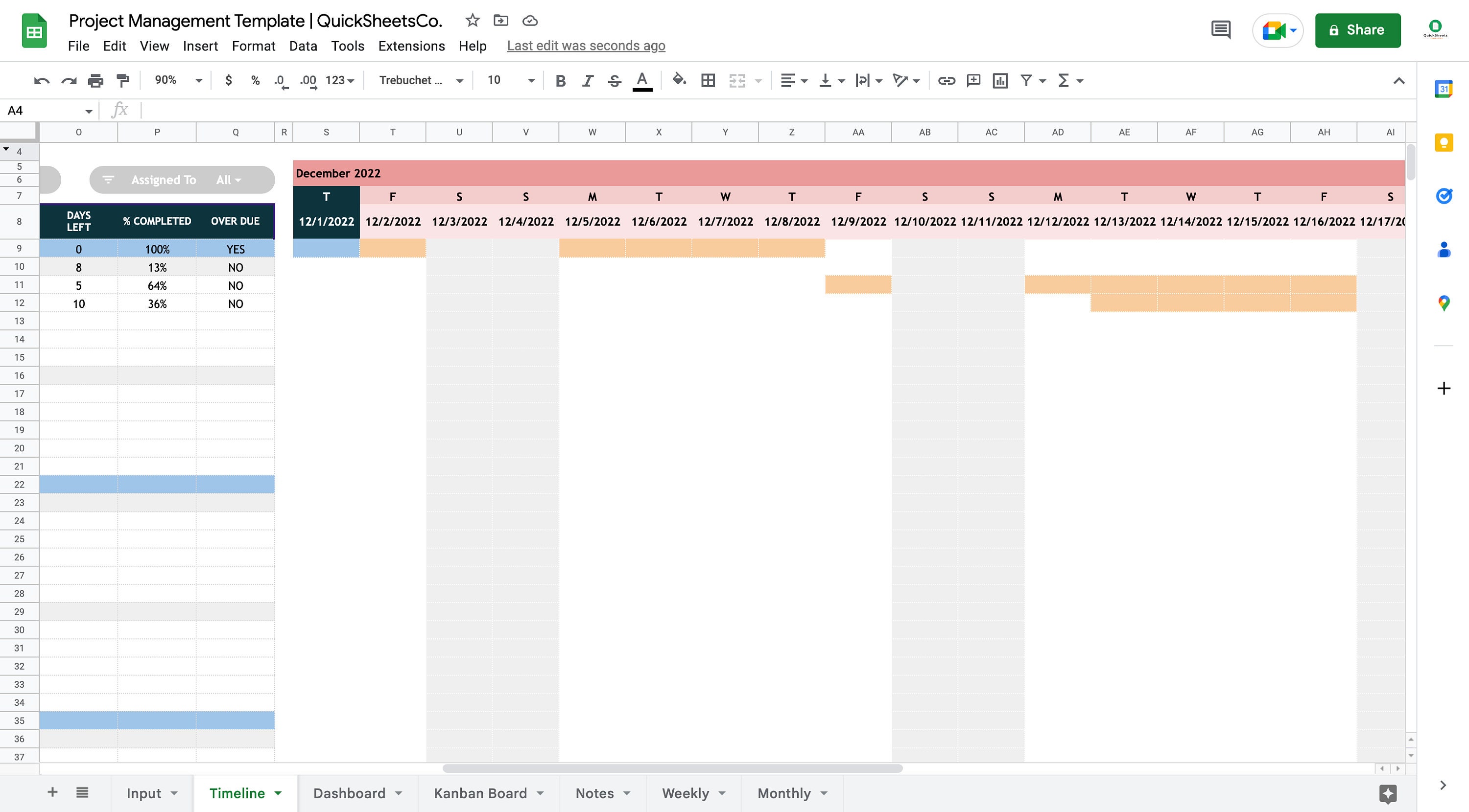 Project Management Dashboard | Google Sheets Template | Automatic ...