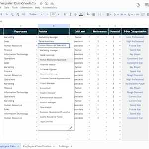 9 Box Grid Google Sheets Template | Performance Management | Employee ...
