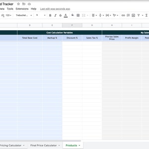 Product Pricing Template | Google Sheets | Pricing Sheet | Pricing ...