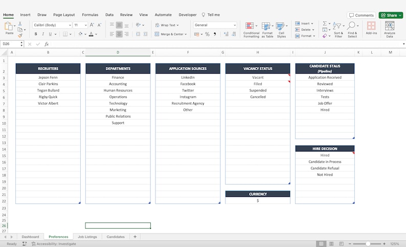 Recruitment Tracker Excel Template | Applicant Tracking Spreadsheet ...