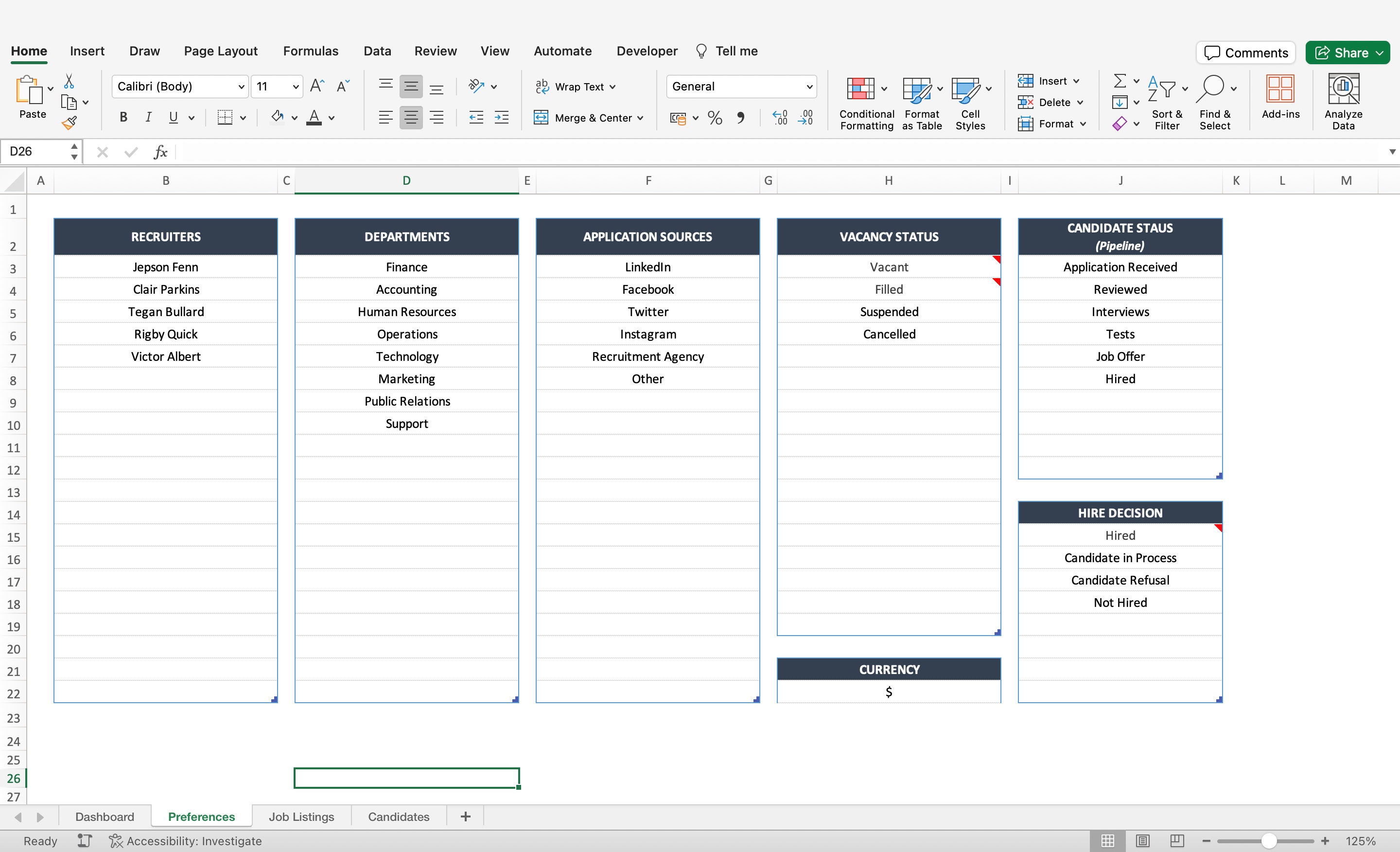 Recruitment Tracker Excel Template | Applicant Tracking Spreadsheet ...
