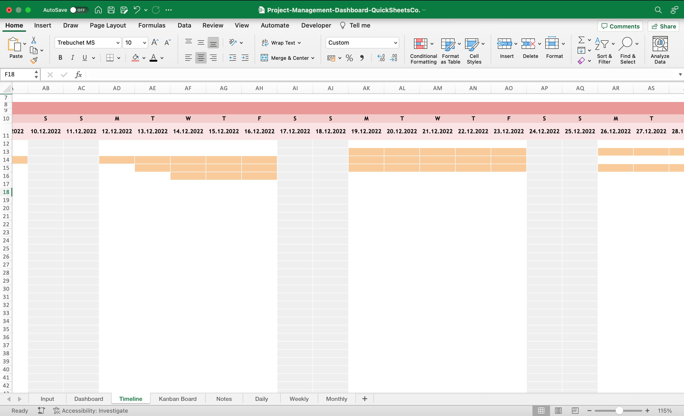 Project Management Dashboard Excel Template | Automatic Dashboard ...