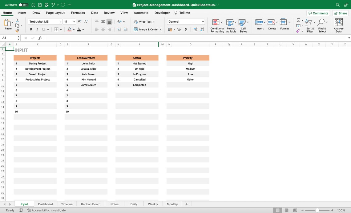 Project Management Dashboard Excel Template | Automatic Dashboard ...