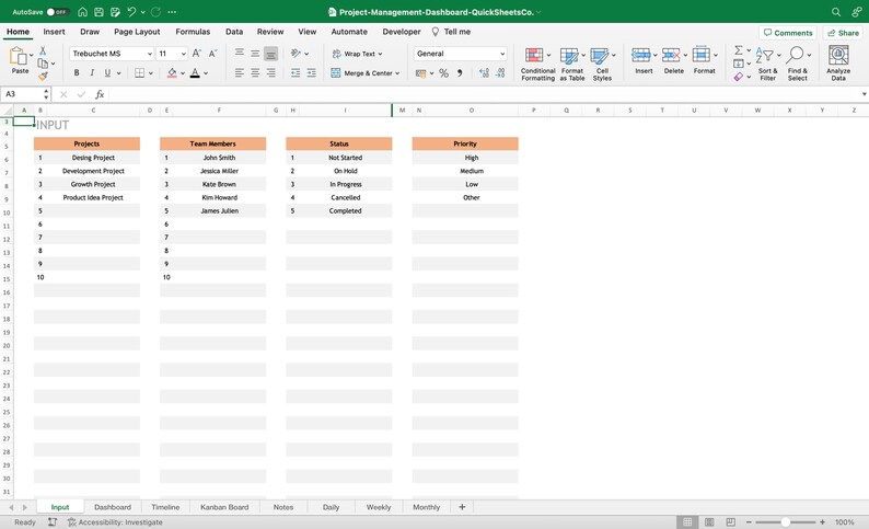 Project Management Dashboard Excel Template | Automatic Dashboard ...
