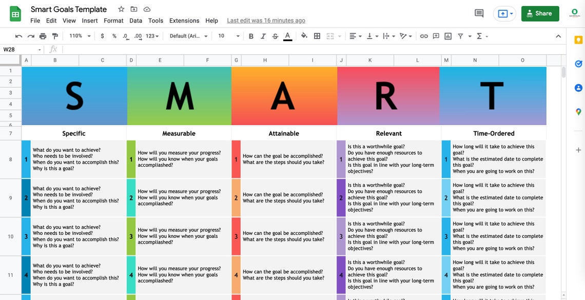 Smart Goals Analysis Template Google Sheets Download Smart - Etsy Canada