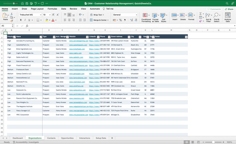 CRM Excel Template | Client Tracker Spreadsheet | Customer Relationship ...