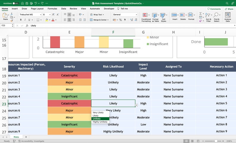 Risk Assessment Excel Template Business Spreadsheet Risk Management ...