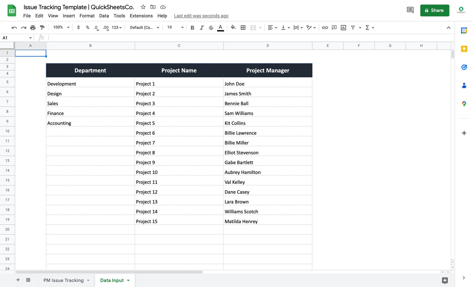 Issue Tracker Template | Google Sheets | Track Project Management ...