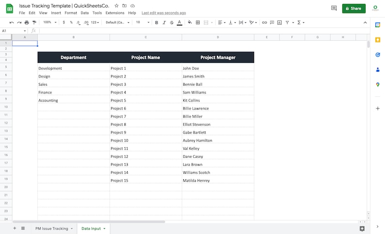 Issue Tracker Template | Google Sheets | Track Project Management ...