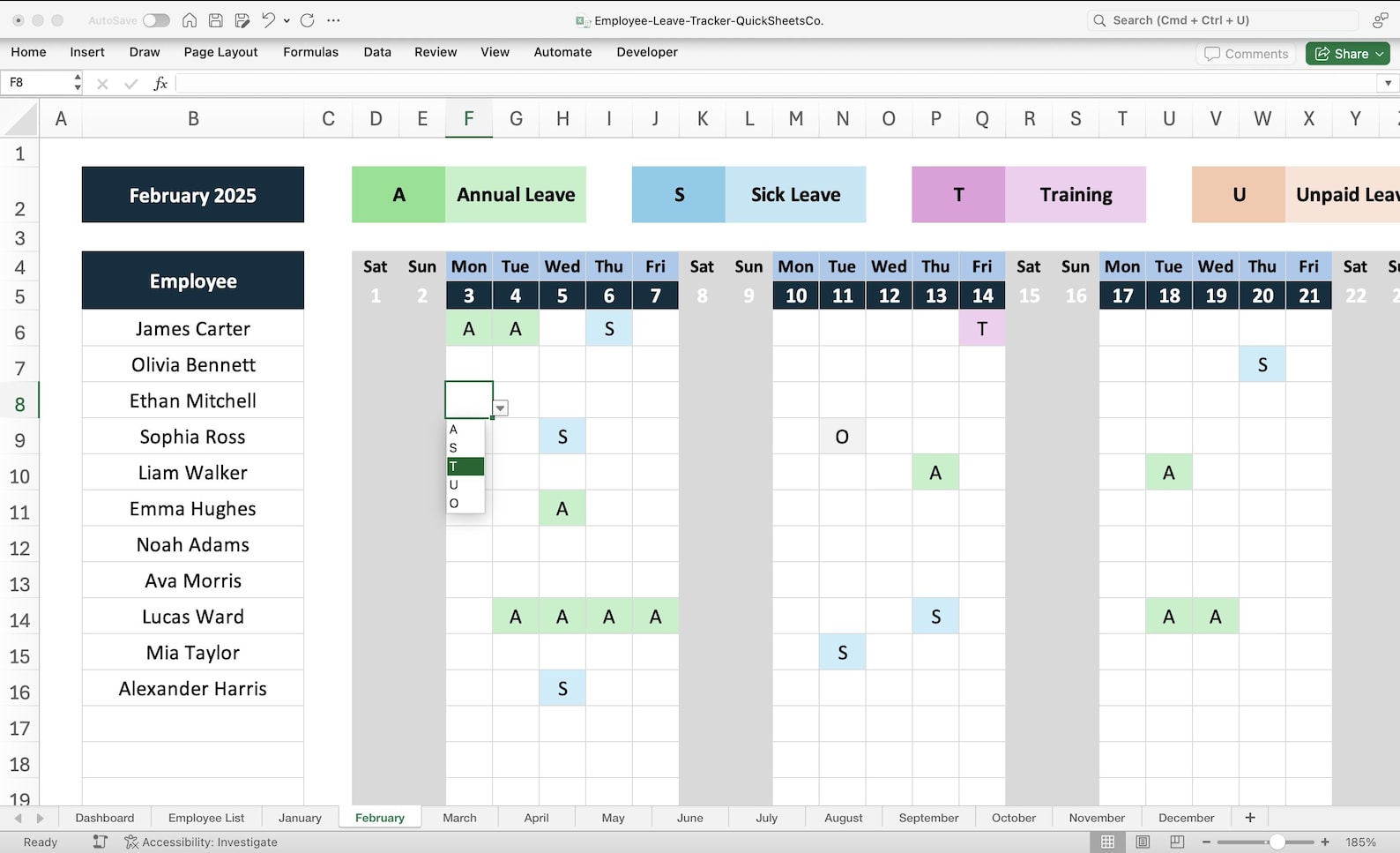 PTO Tracker | Employee Leave Tracker | Excel Template | Leave ...