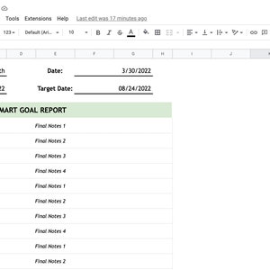 Smart Goals Analysis Template | Google Sheets | Download Smart Goals ...