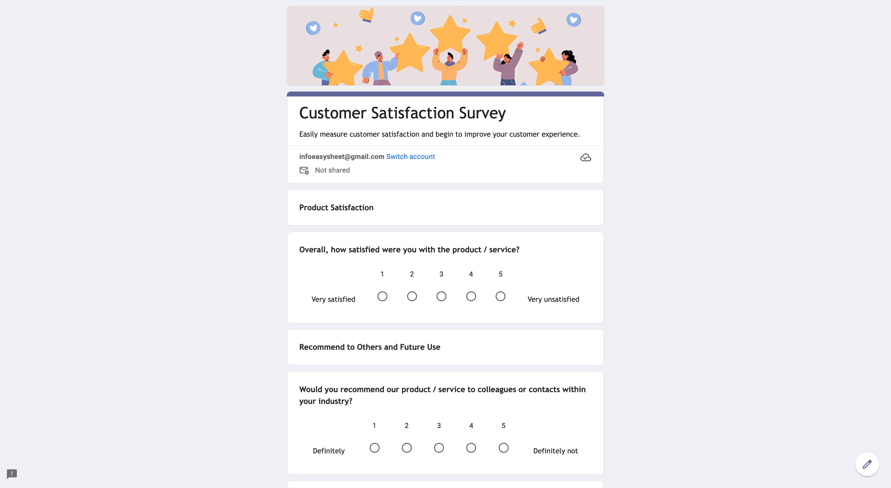 Customer Satisfaction Feedback Survey Template | Google Forms | Gather ...