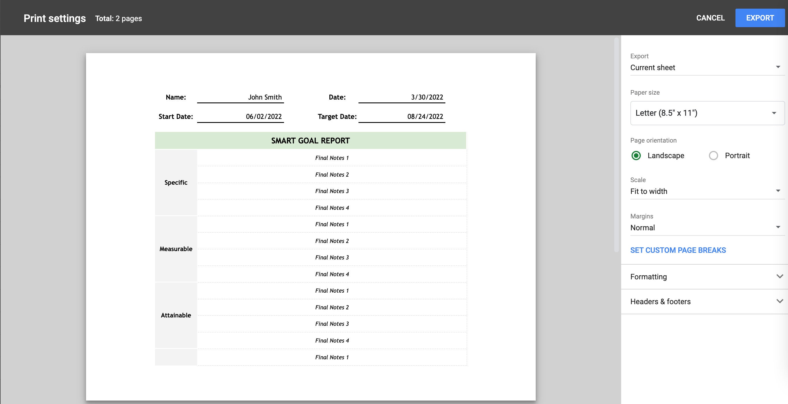 Smart Goals Analysis Template Google Sheets Download Smart - Etsy Canada