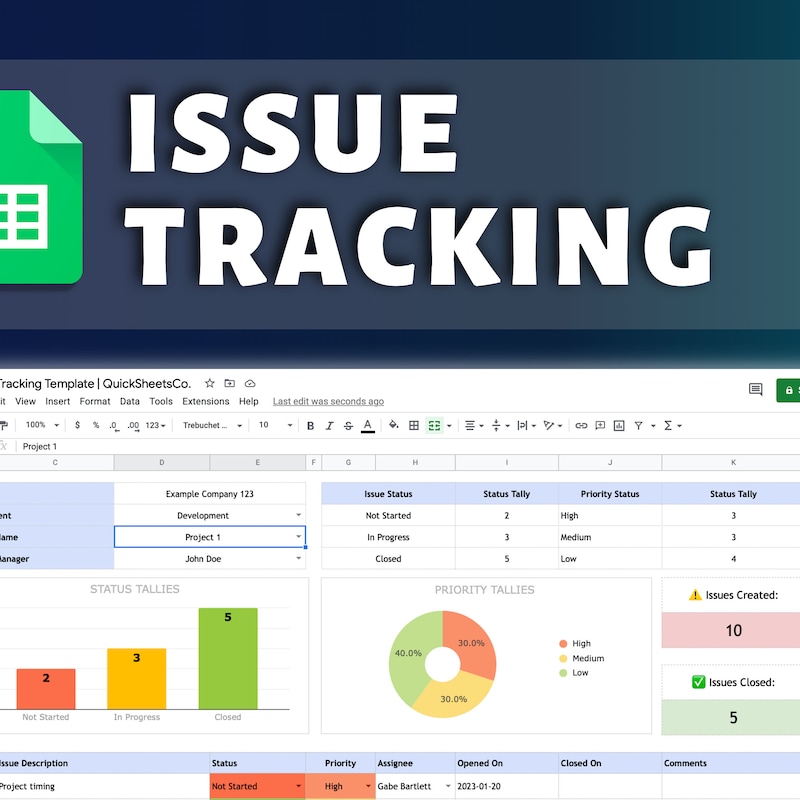 Issues Tracking Template - Etsy