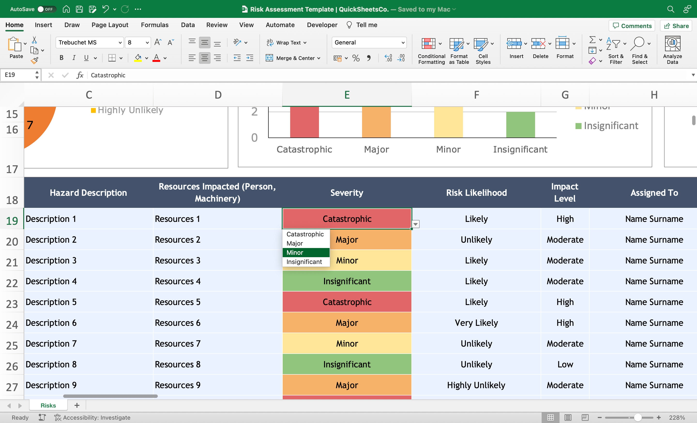 Risk Assessment Excel Template | Business Spreadsheet | Risk Management ...
