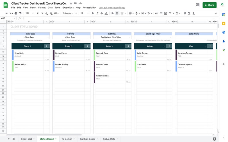 Client Tracker Spreadsheet | Google Sheets | Small Business Template ...