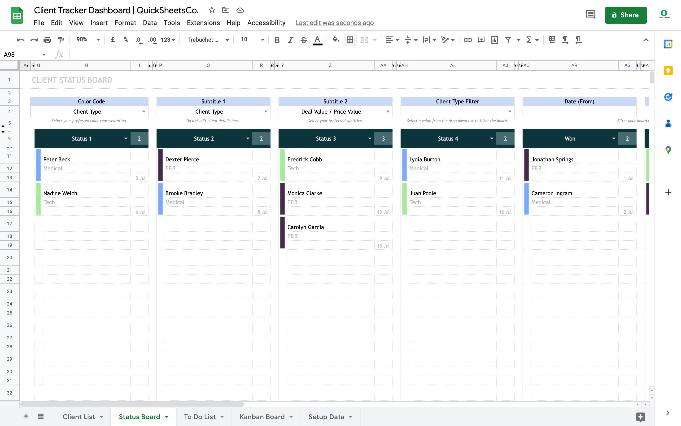 Client Tracker Spreadsheet | Google Sheets | Small Business Template ...
