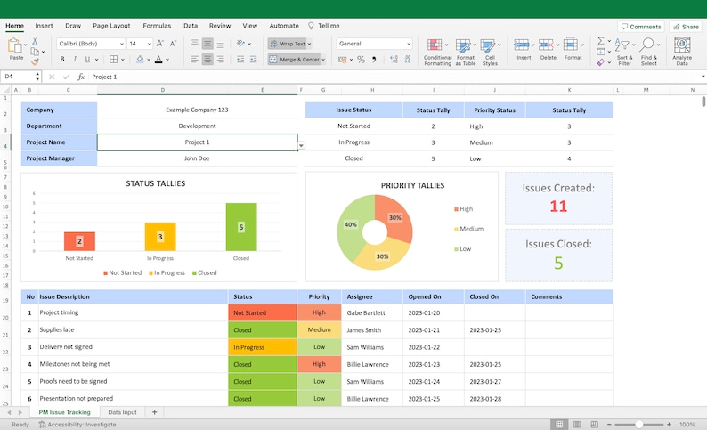 Issue Tracker Excel Template Track Project Management Task Tracker ...
