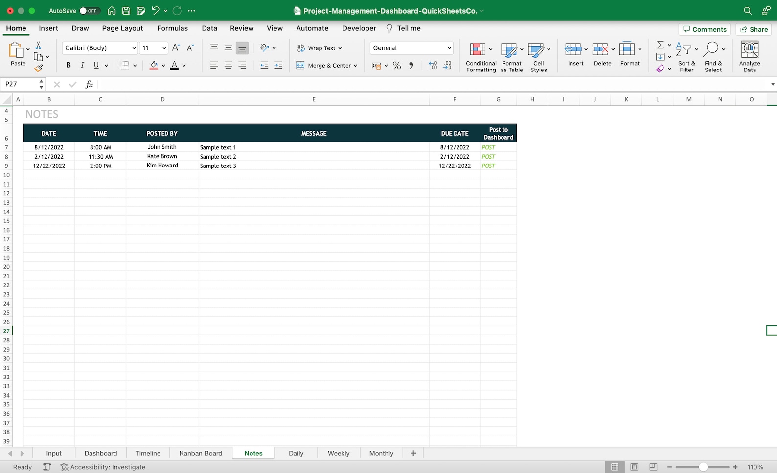 Project Management Dashboard Excel Template | Automatic Dashboard ...