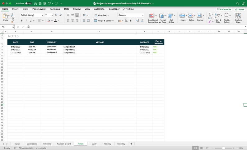 Project Management Dashboard Excel Template Automatic Dashboard ...