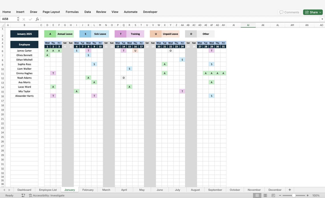 PTO Tracker | Employee Leave Tracker | Excel Template | Leave ...